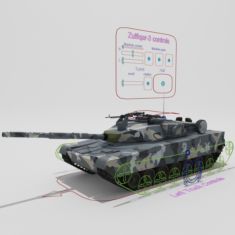 zulfiqar iranian main battle tank 3d model