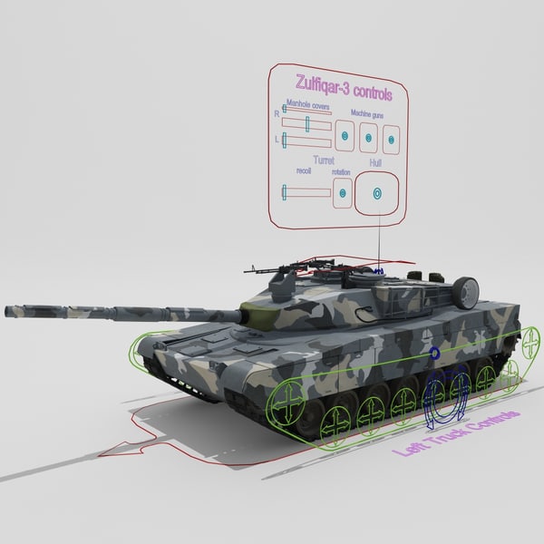 zulfiqar iranian main battle tank 3d model