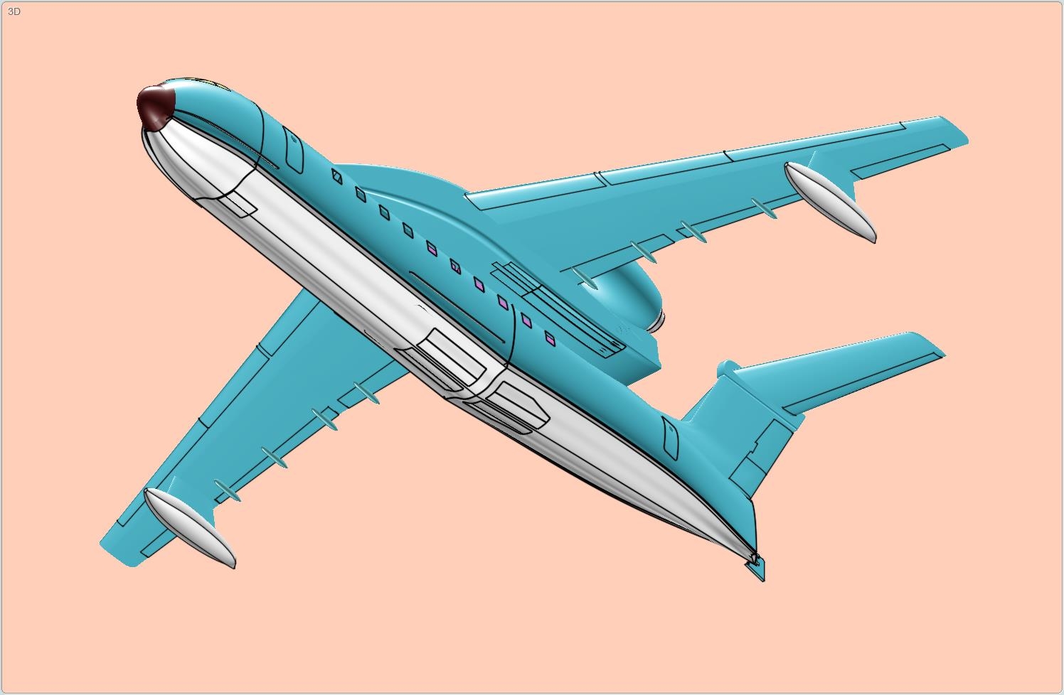 3d be-200 aircraft solid assembly model