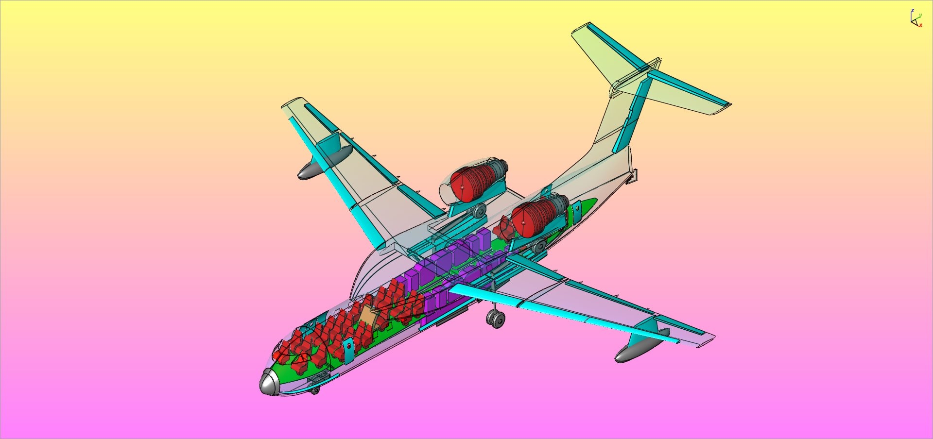 3d be-200 aircraft solid assembly model
