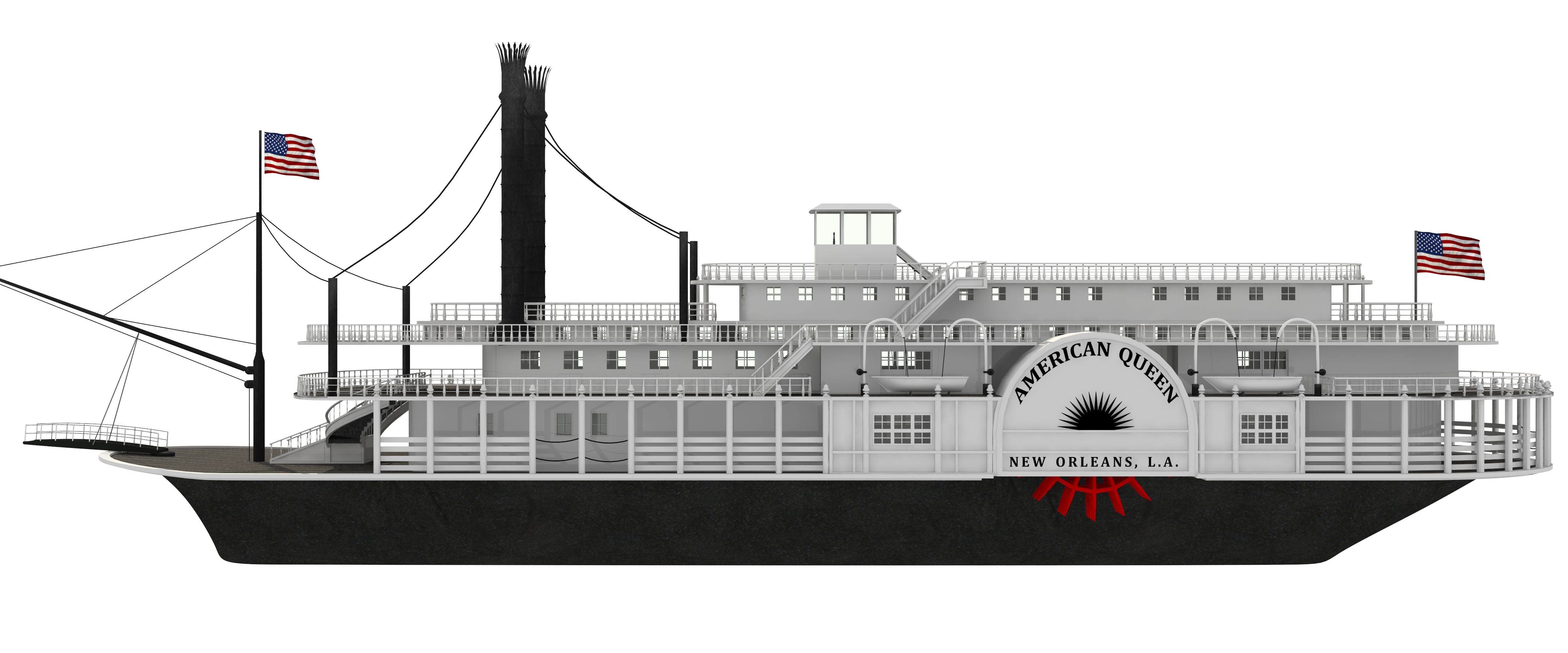 historic paddle river boat 3d model