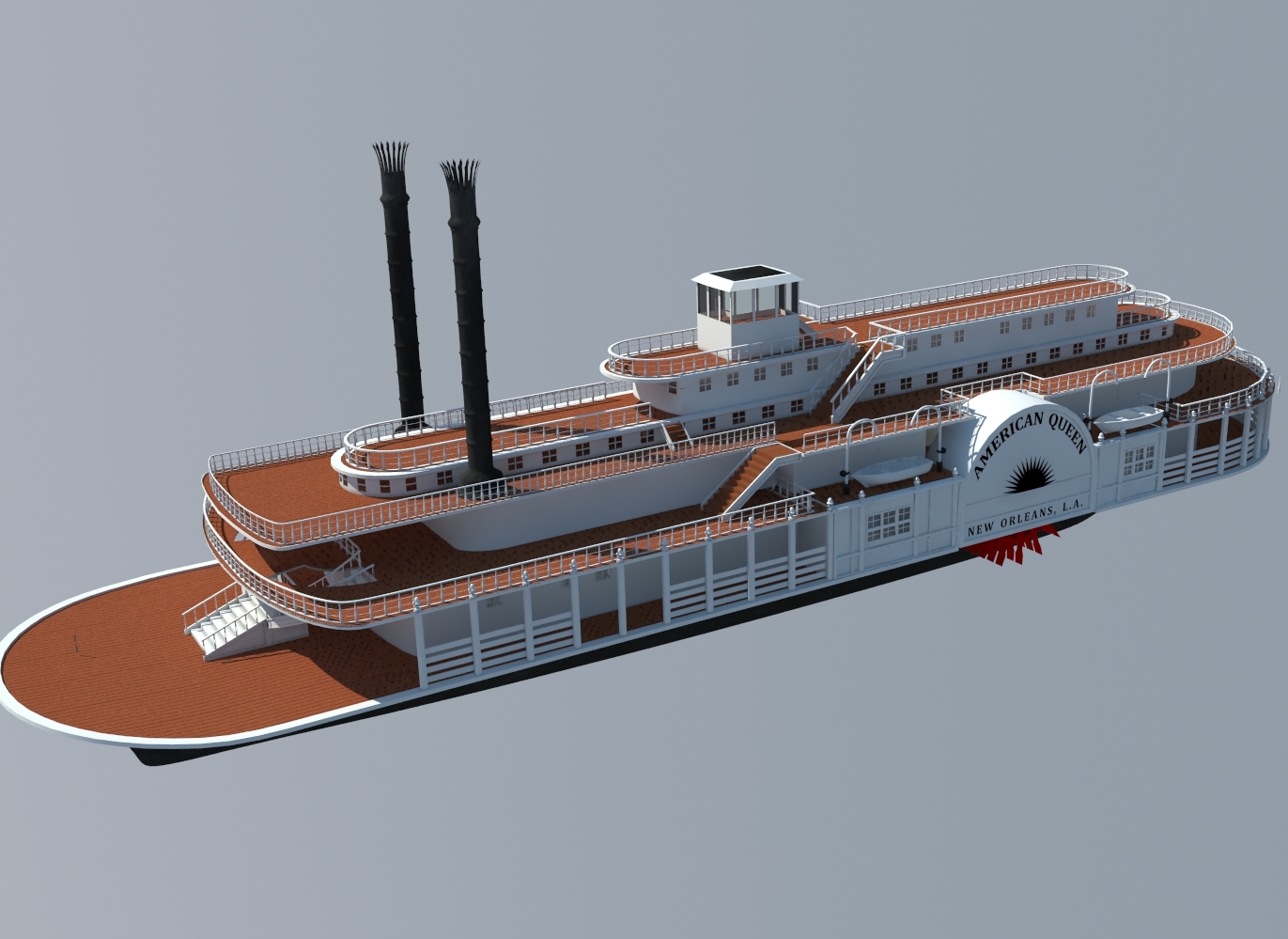 historic paddle river boat 3d model