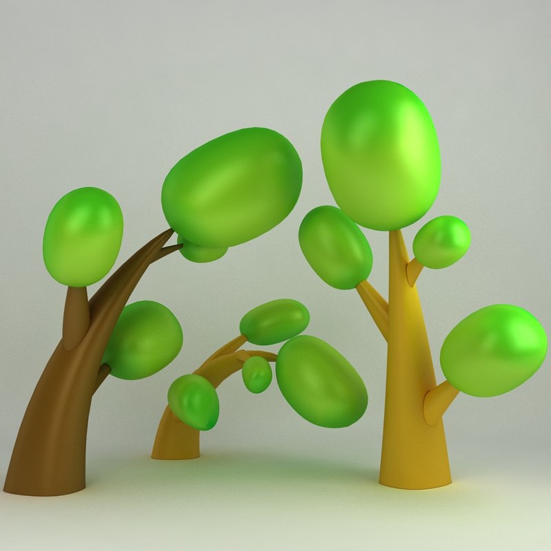 cartoon tree 3d obj