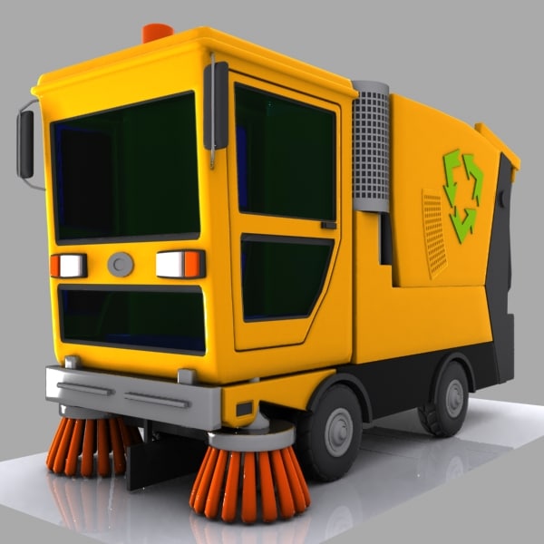 cartoon street sweeper 3d max