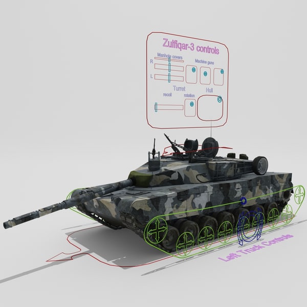 zulfiqar iranian main battle tank 3d max