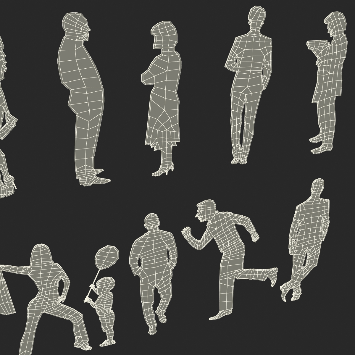 3d people silhouettes