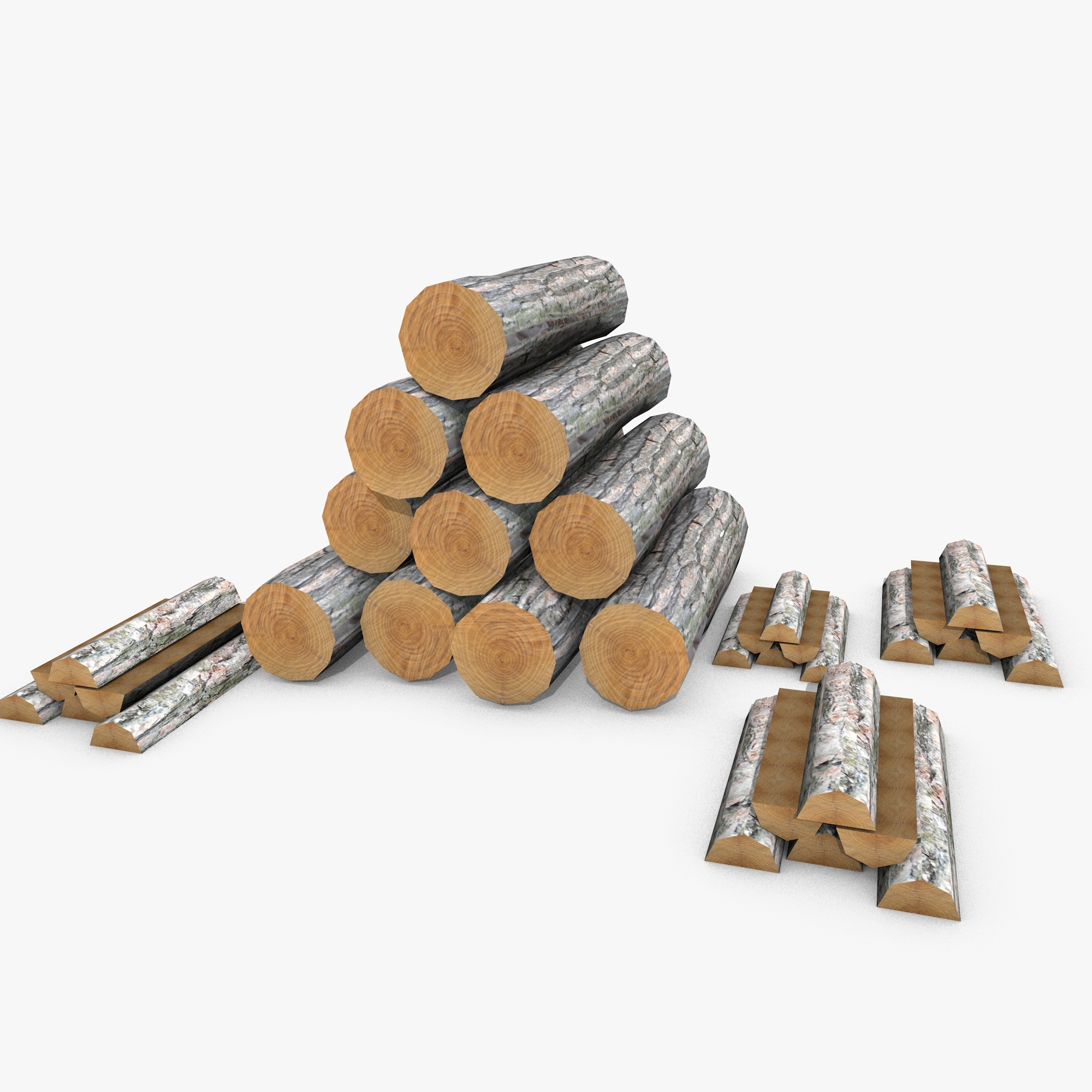 3d model wooden logs