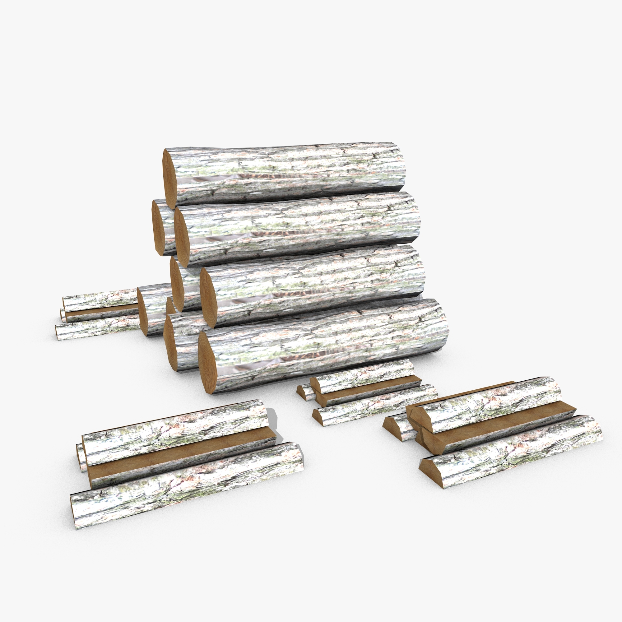 3d model wooden logs