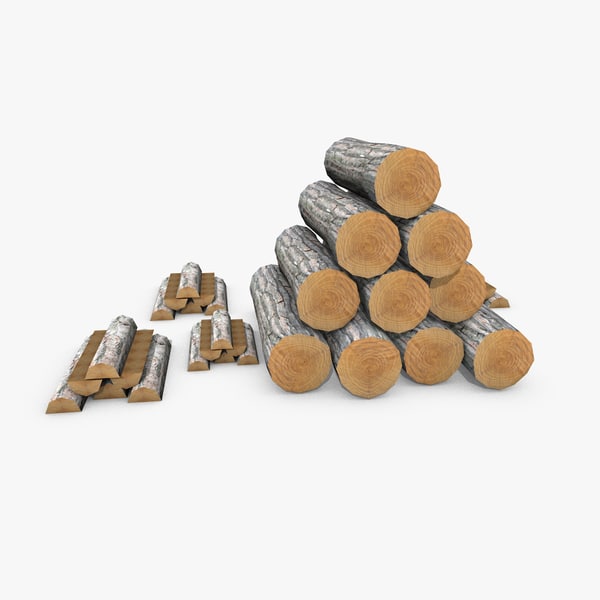 3d model wooden logs