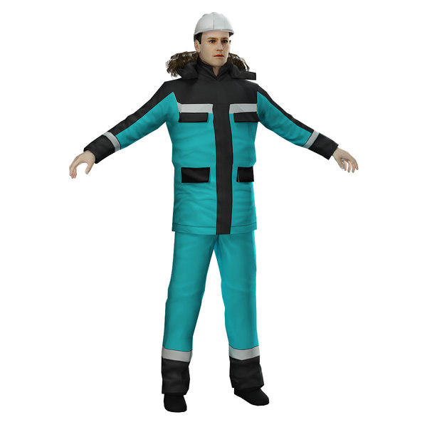 3d rigged oil refinery worker