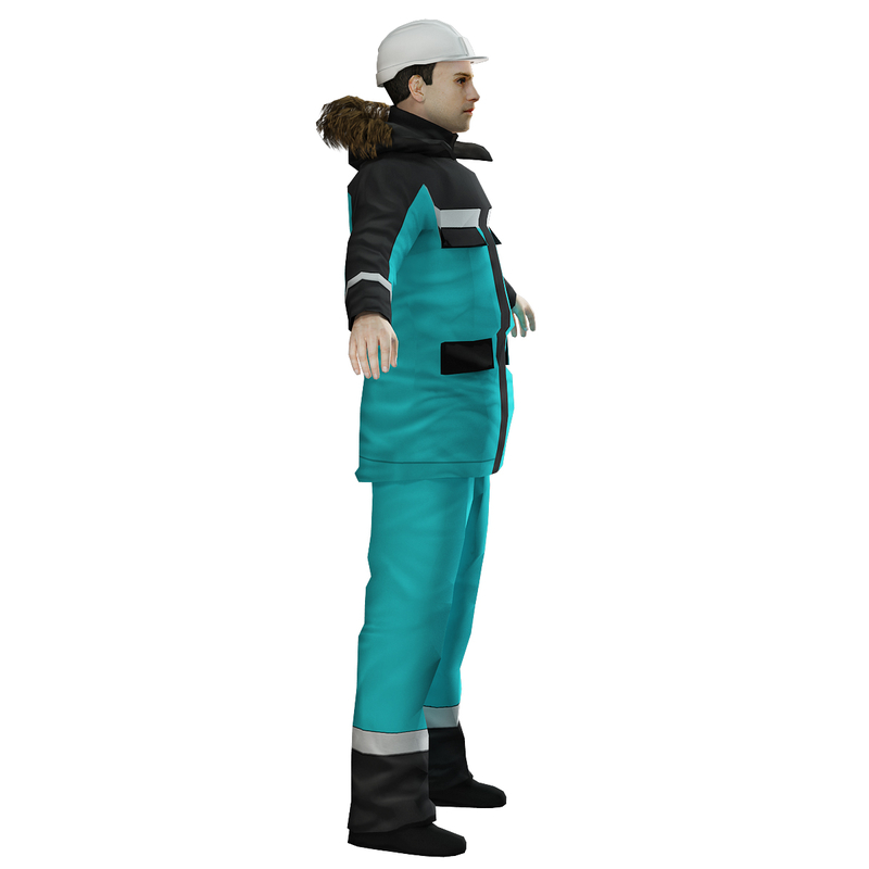 3d rigged oil refinery worker