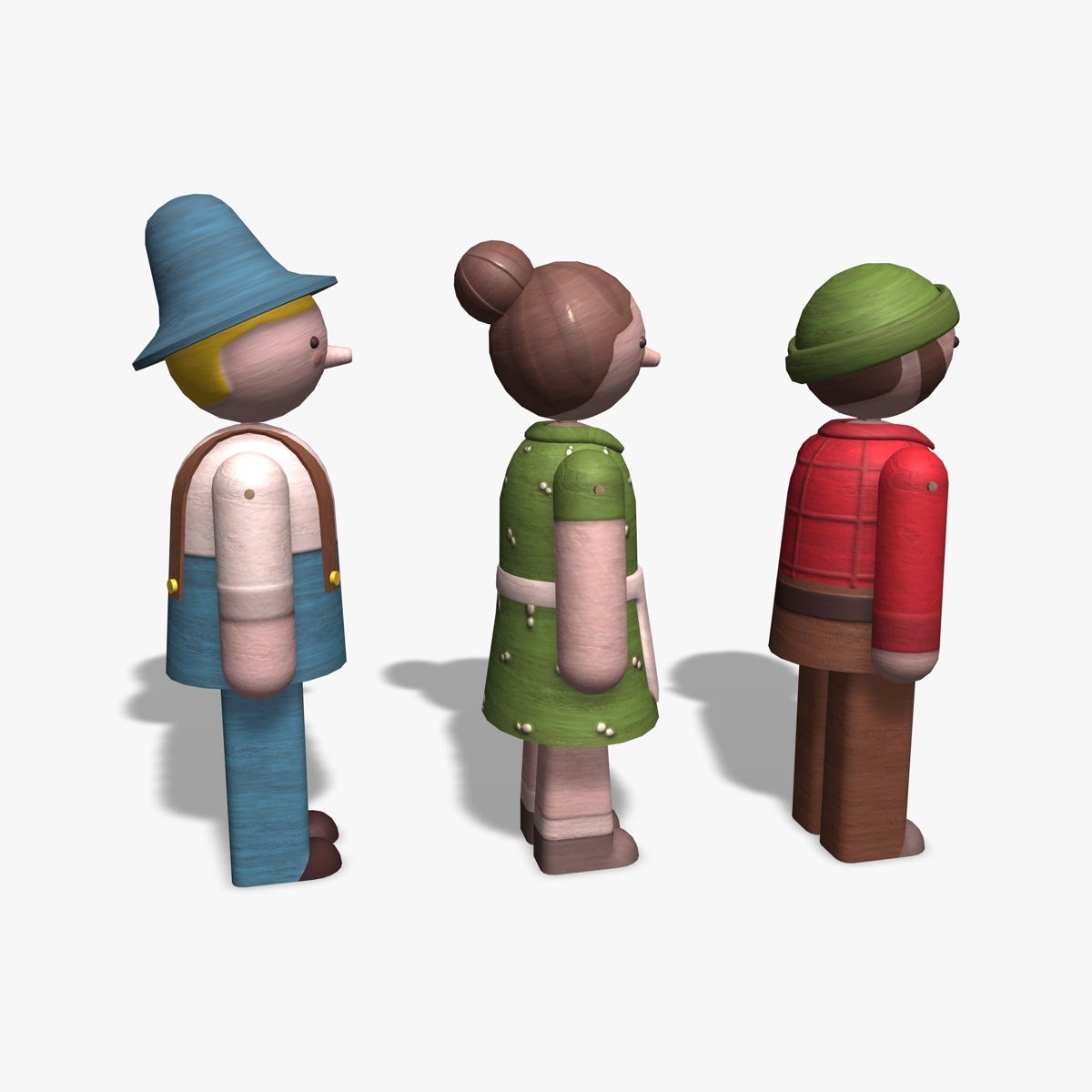 3d model wooden toy characters