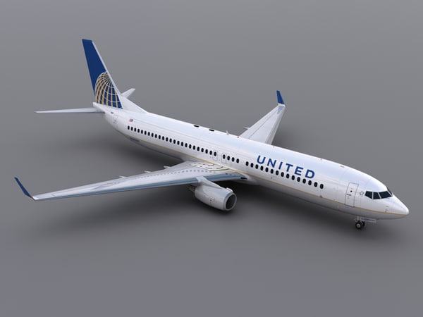 3d boeing 737-800 united airlines model