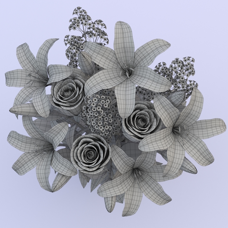 3d bouquet roses lilies