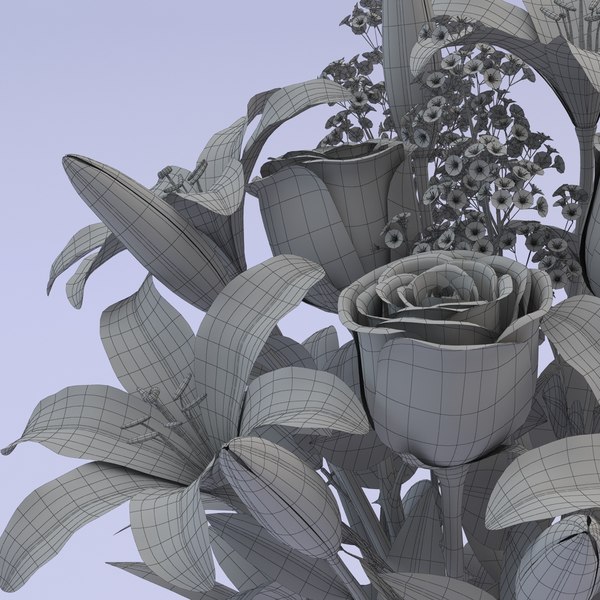 3d bouquet roses lilies