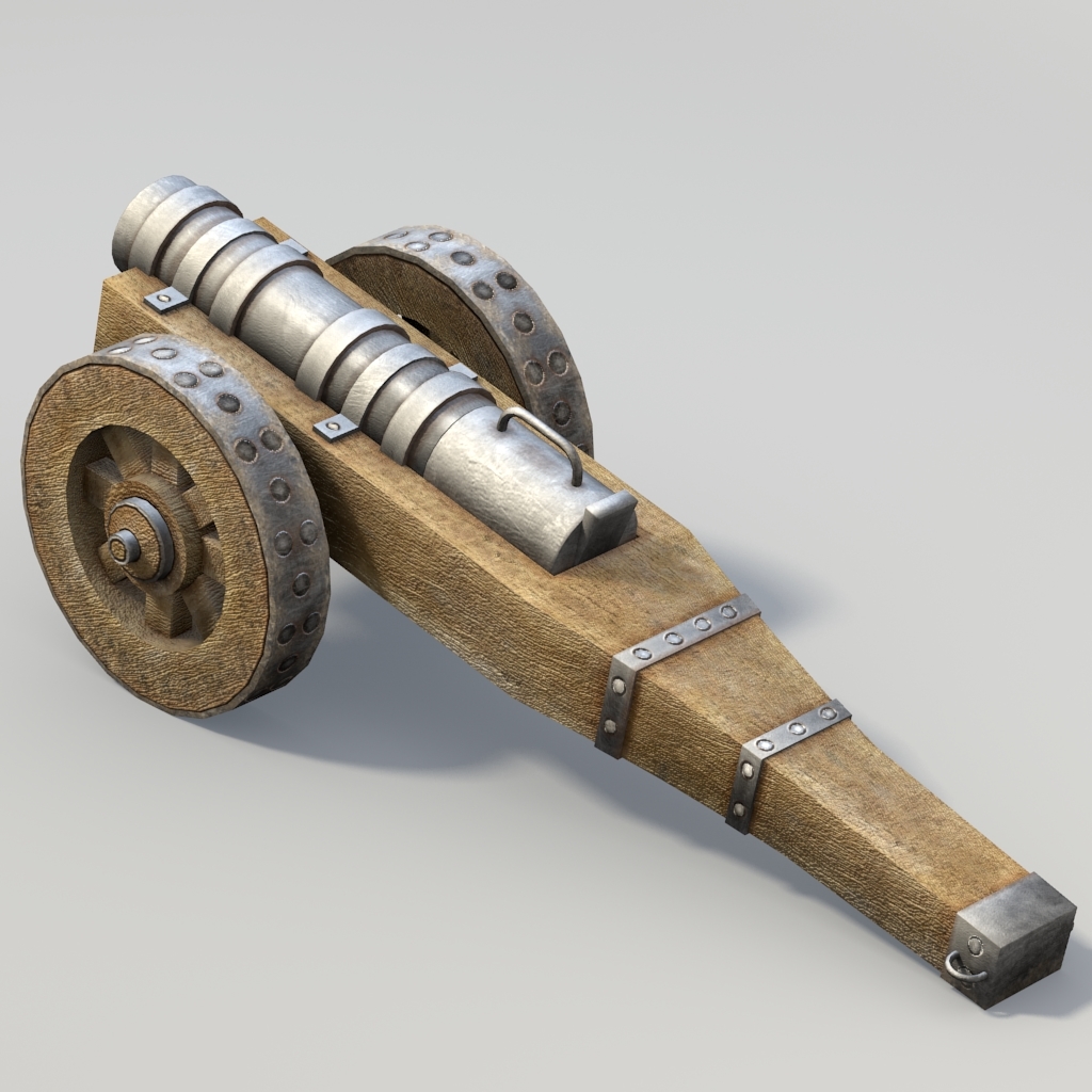 3d model of middle age cannon weapon