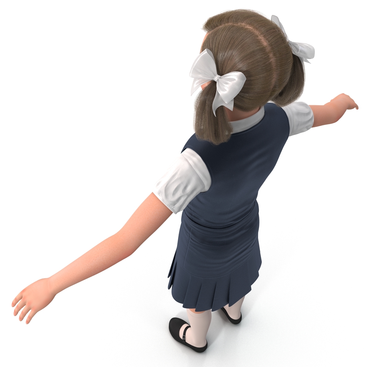 3d little school girl rigged