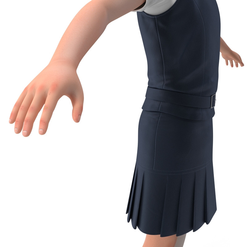 3d little school girl rigged