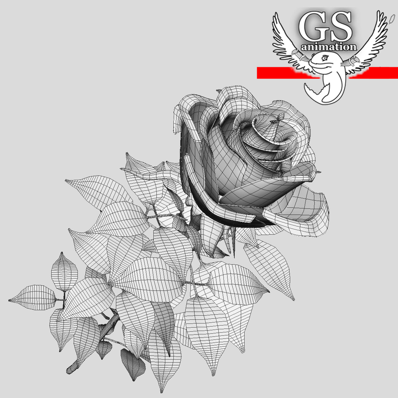 maya realistic rose flower