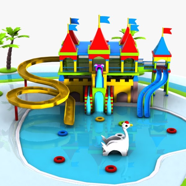 3ds max cartoon waterpark water