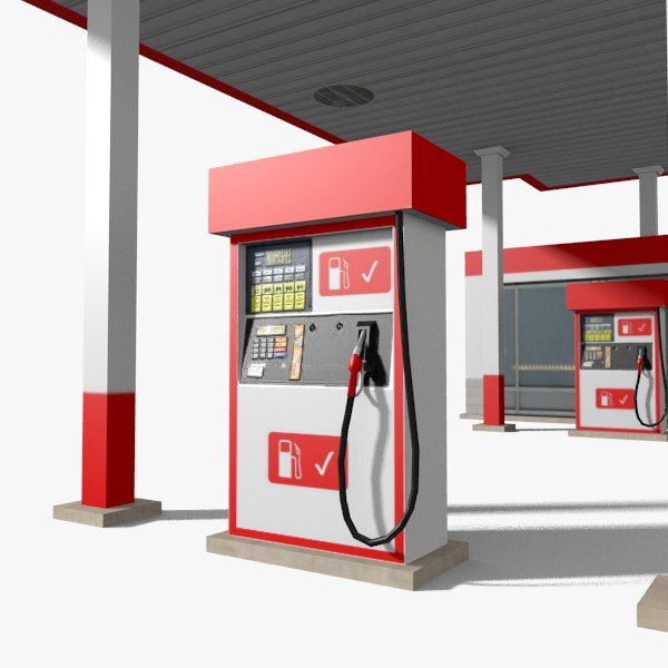 low-poly gas station 3d model