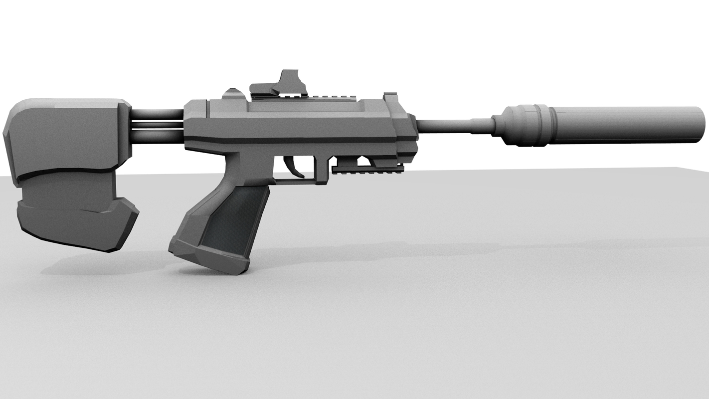 sci-fi sub machine gun obj free