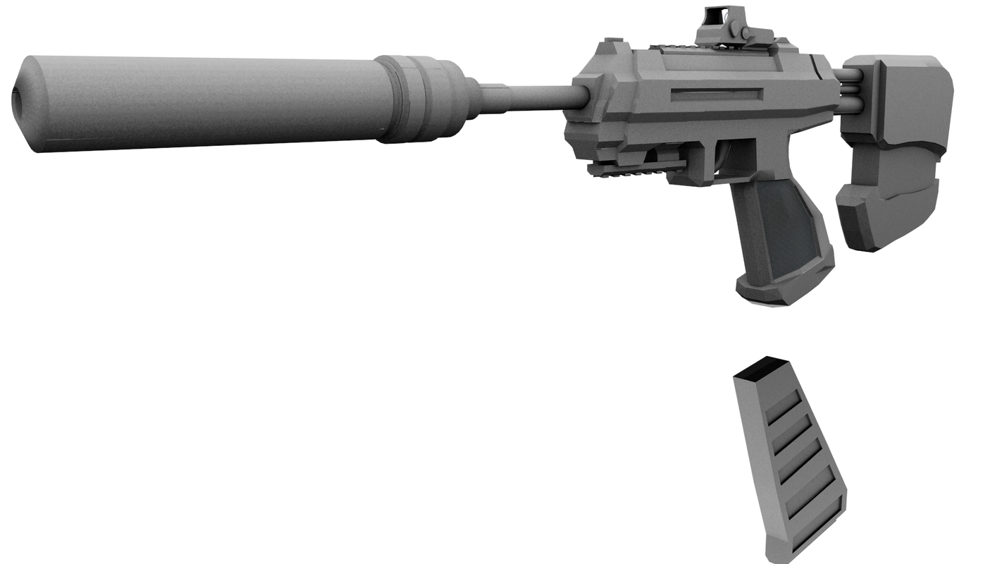 sci-fi sub machine gun obj free