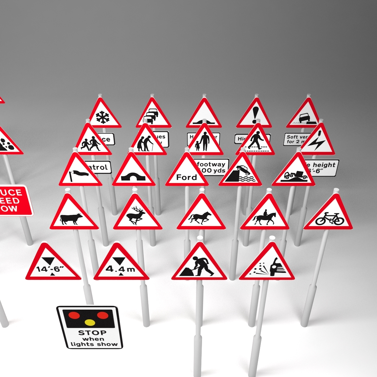 3d model uk traffic sign 1