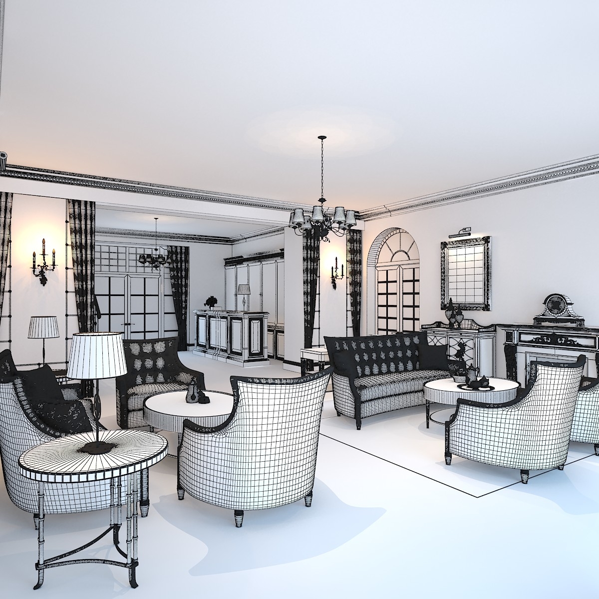 hotel lobby 3d model