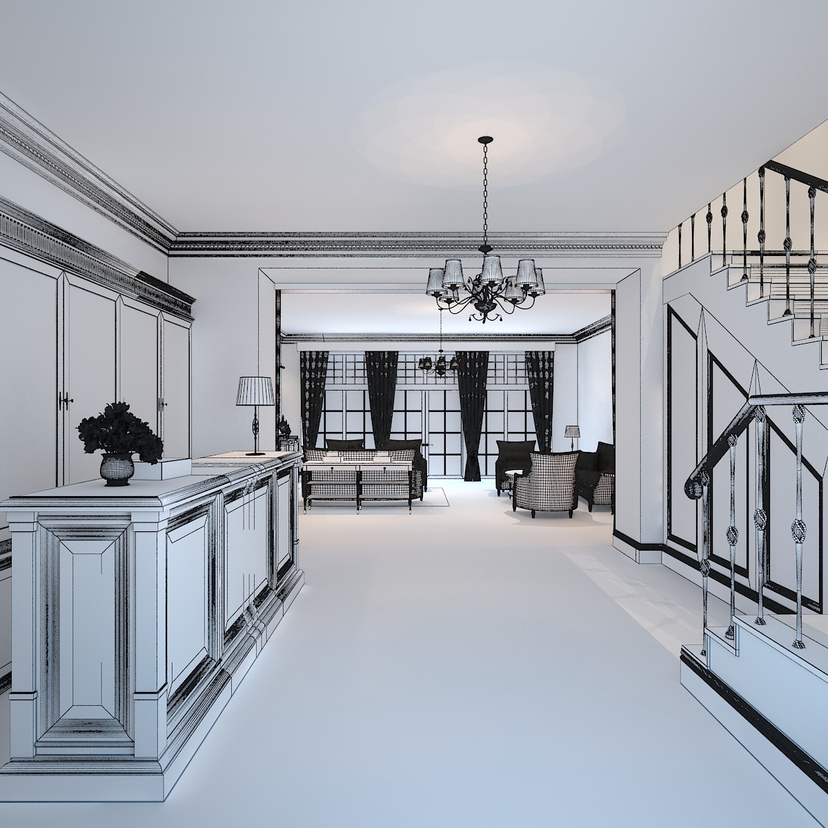 hotel lobby 3d model