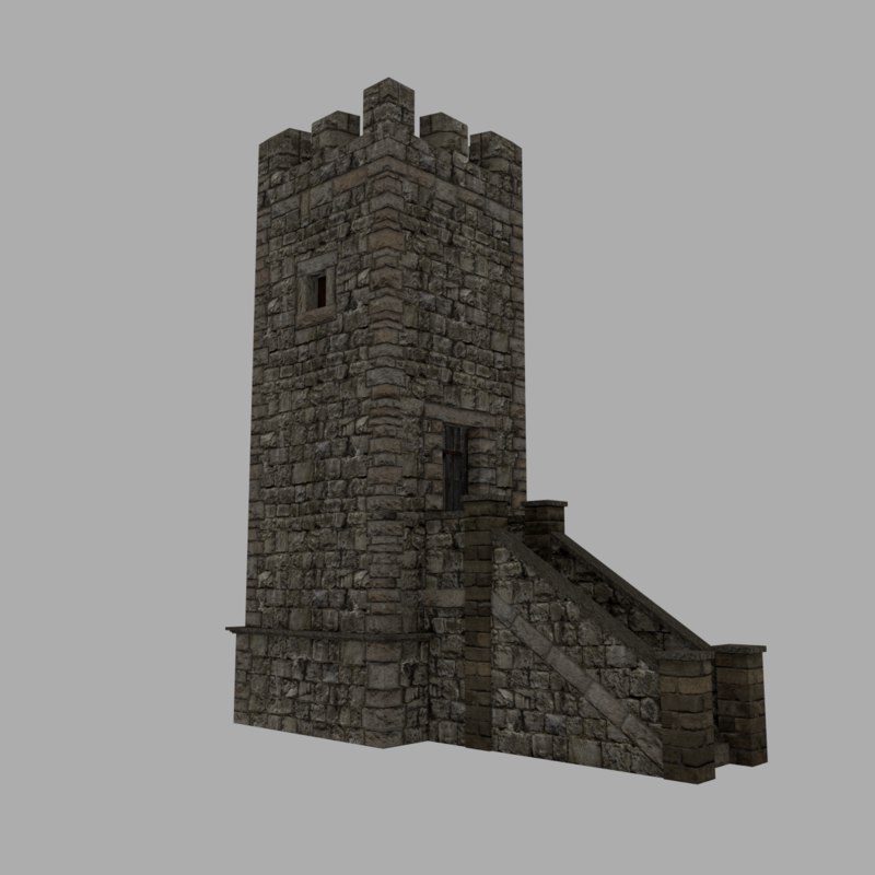 medieval stone tower obj