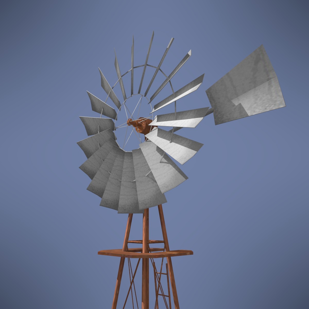 low-poly wind pump rusty 3d model