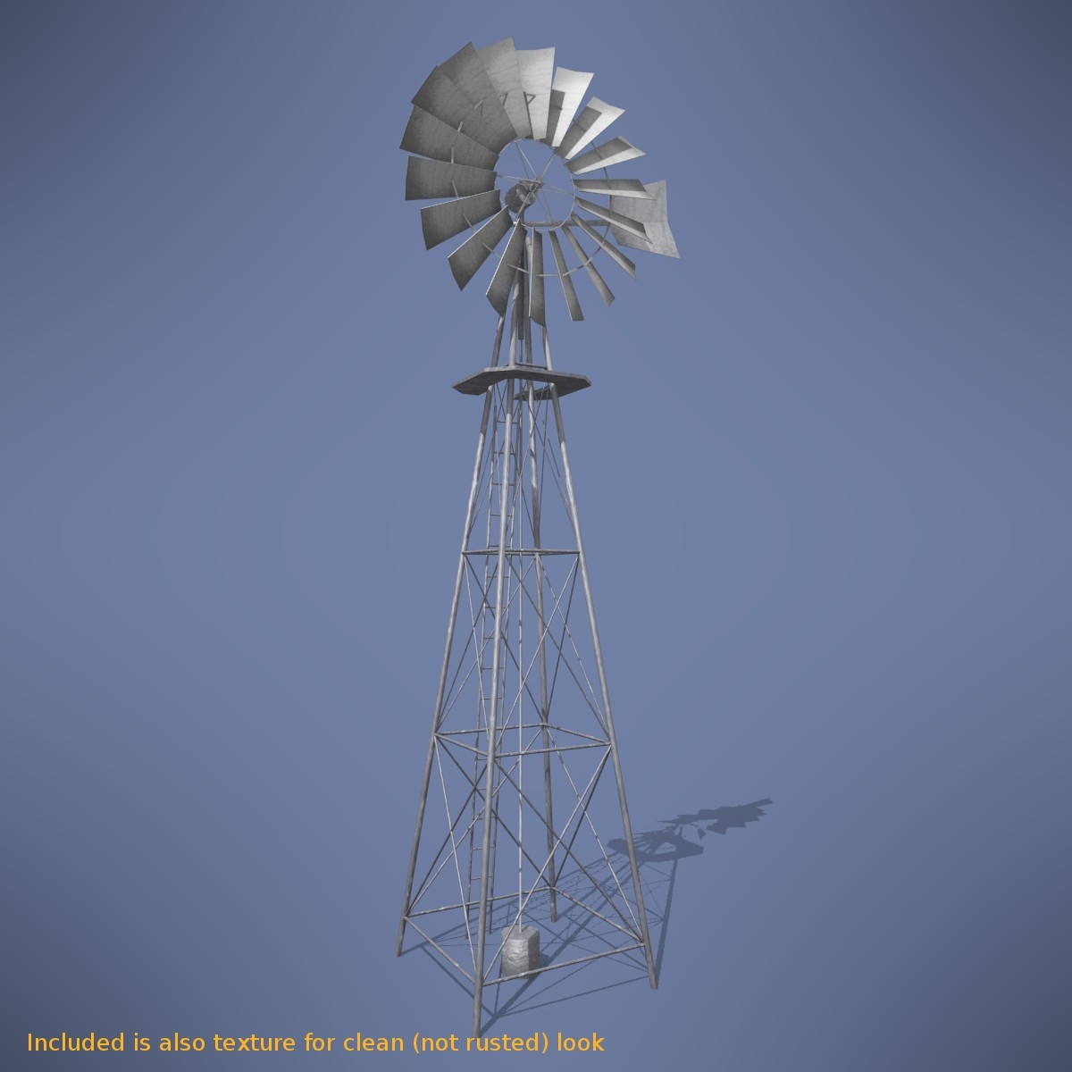 low-poly wind pump rusty 3d model