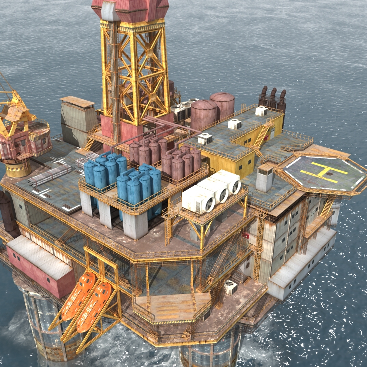 oil rig platform 3d model