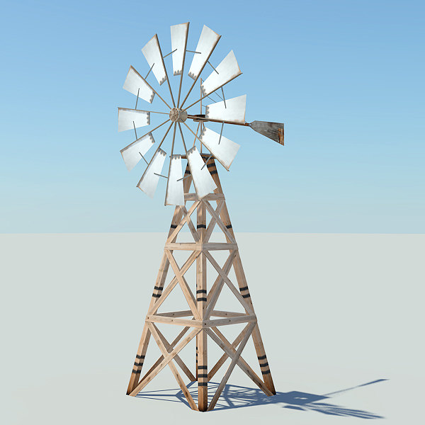 3d model low-poly windmill wind