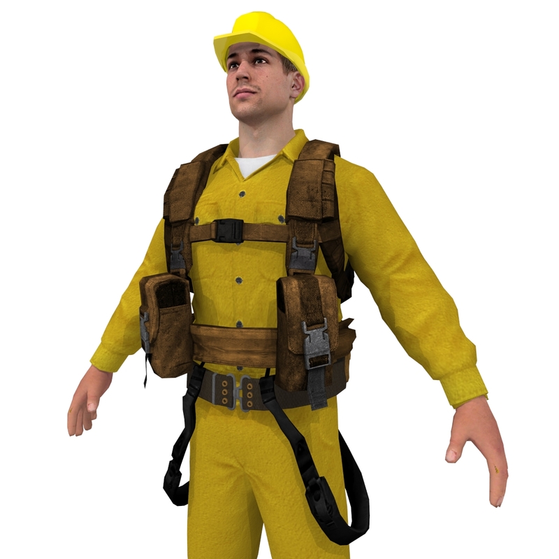 3d construction worker man model
