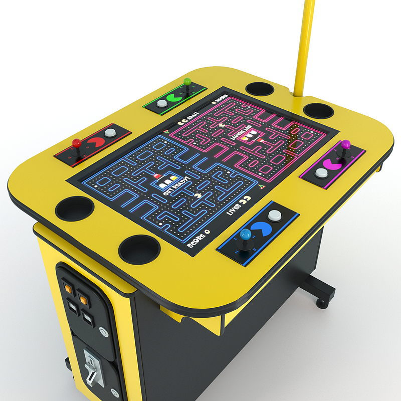 pac-man 4 players arcade 3d model
