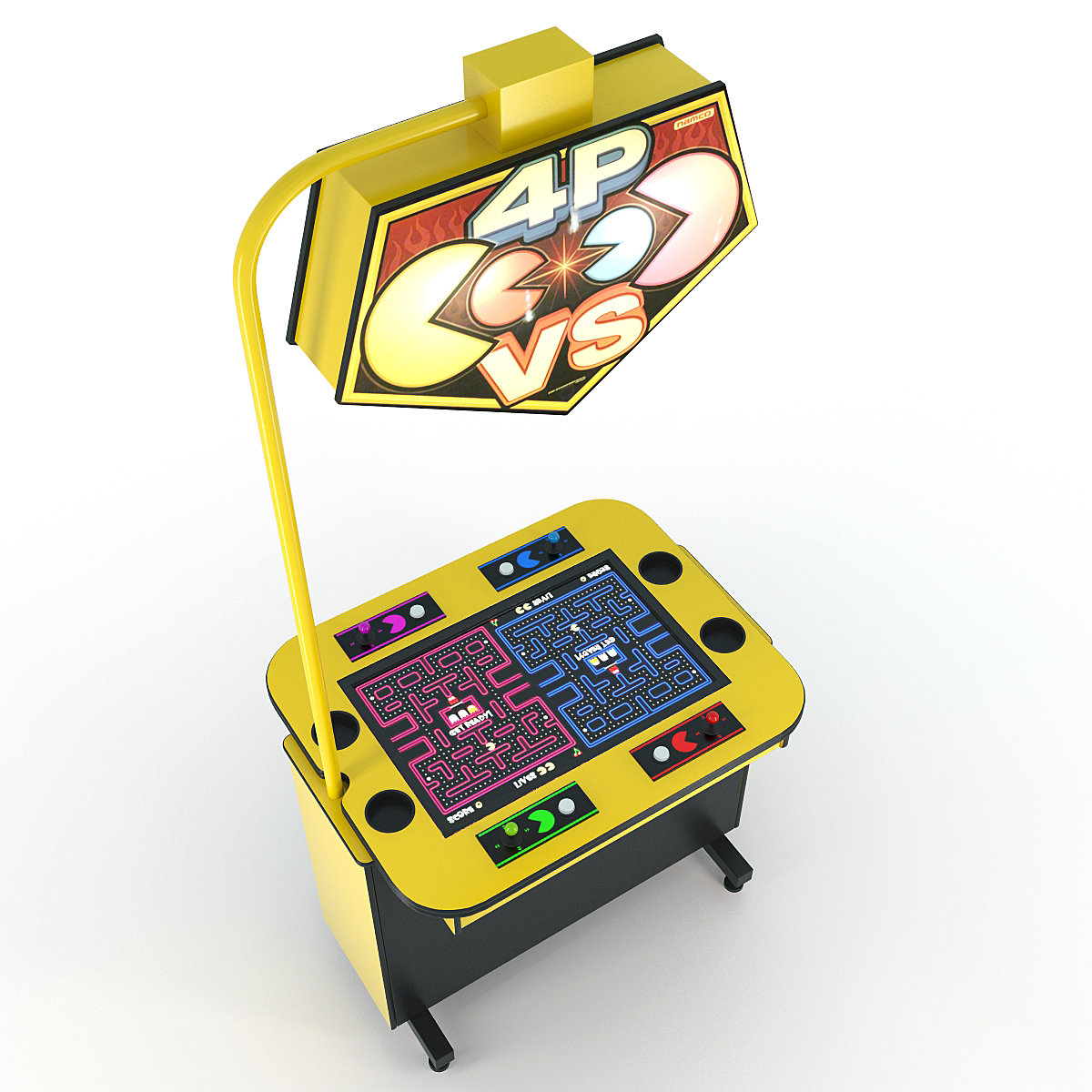 pac-man 4 players arcade 3d model