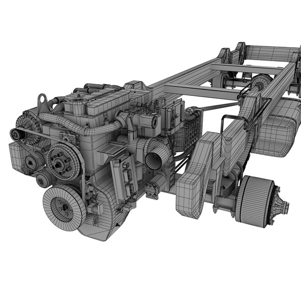 chassis truck engine 3d model