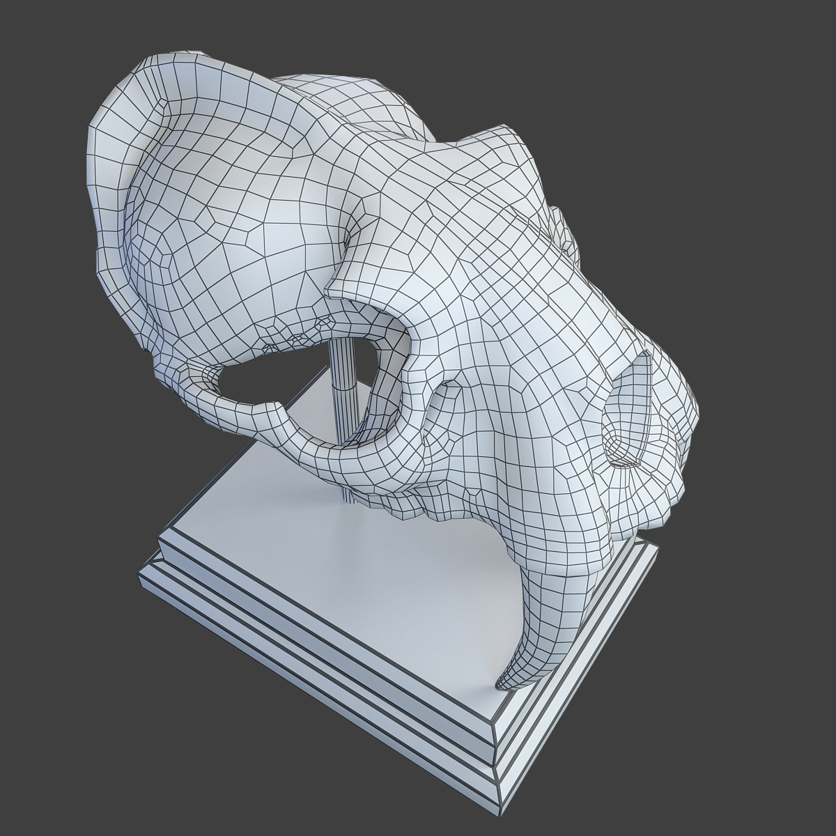 3d model of fossilized saber tooth skull