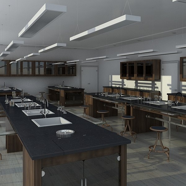 3d interior scientific laboratory scene model