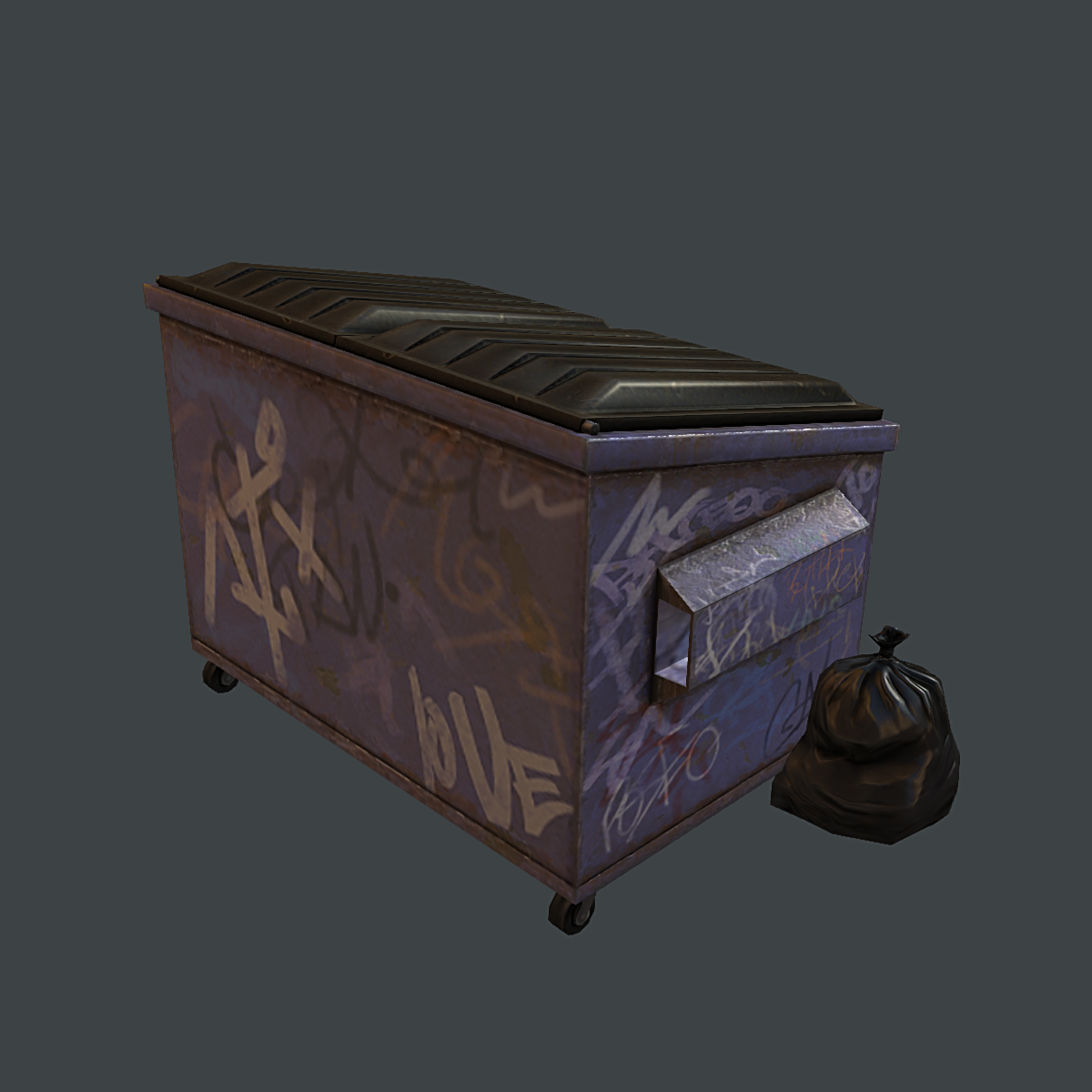 alley dumpster trash 3d model