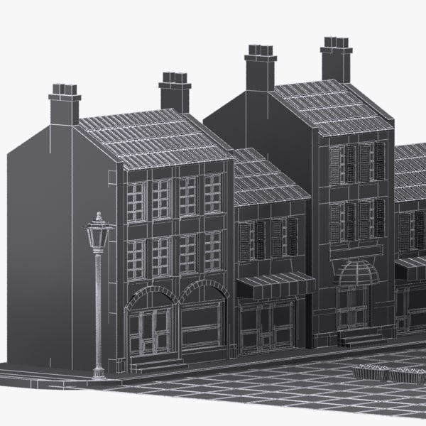 3d model cartoon town square