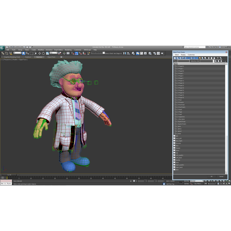 3d cartoon scientist rigged model