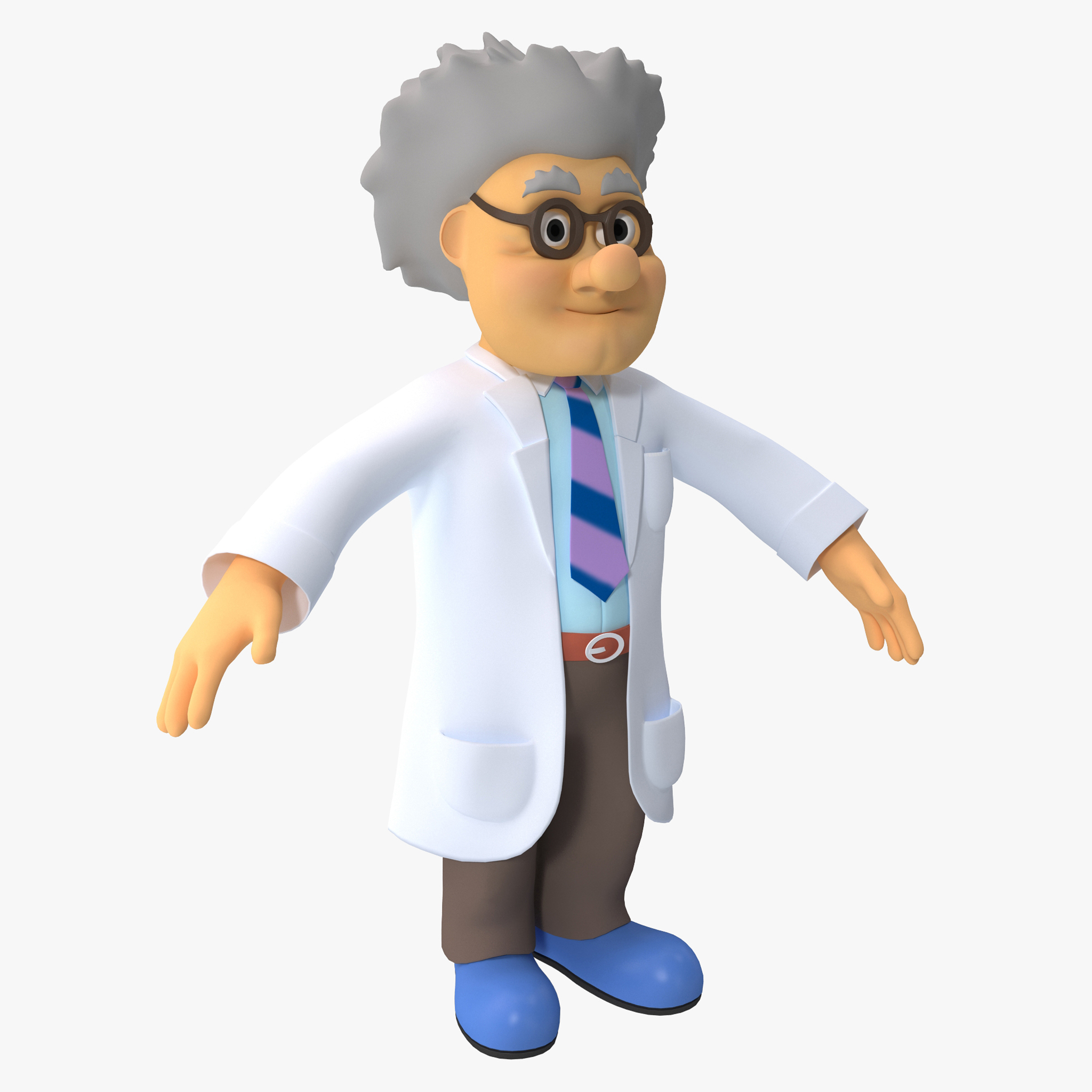 3d cartoon scientist rigged model