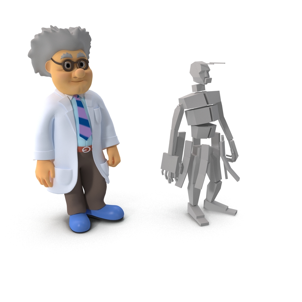 3d cartoon scientist rigged model