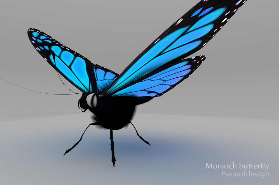 3d model blue butterfly