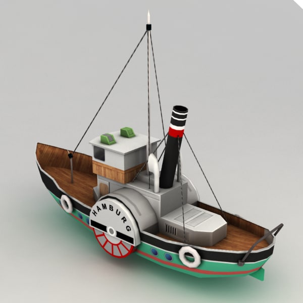 paddle steamer boat 3d model