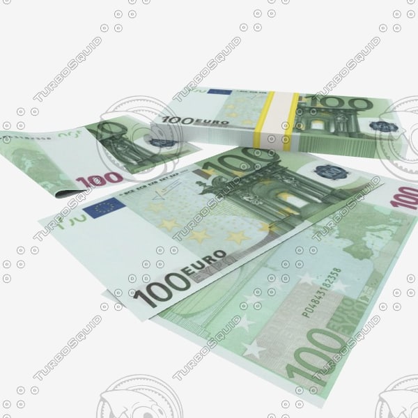 3d 100 one-hundred euro banknote model