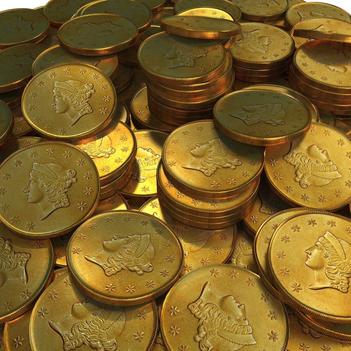 3d gold coins 2 model
